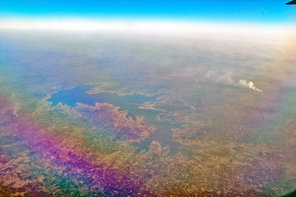 空撮：Nath Sagar Jalashay[Jayakwadi Dam]（インド）