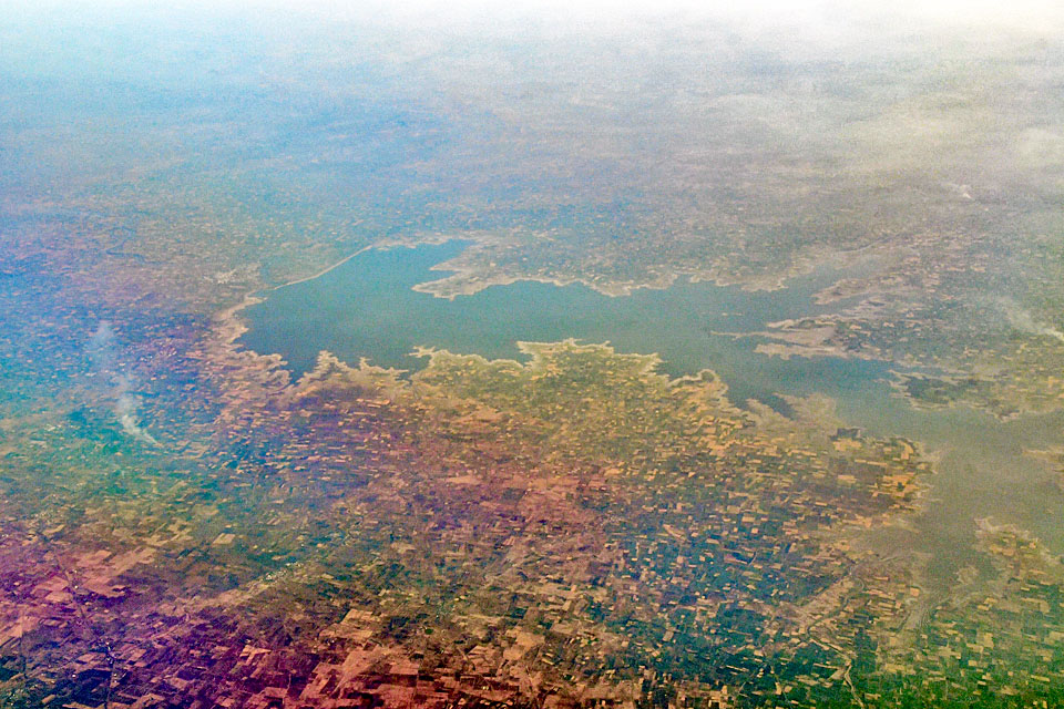 空撮：Nath Sagar Jalashay[Jayakwadi Dam]（インド）